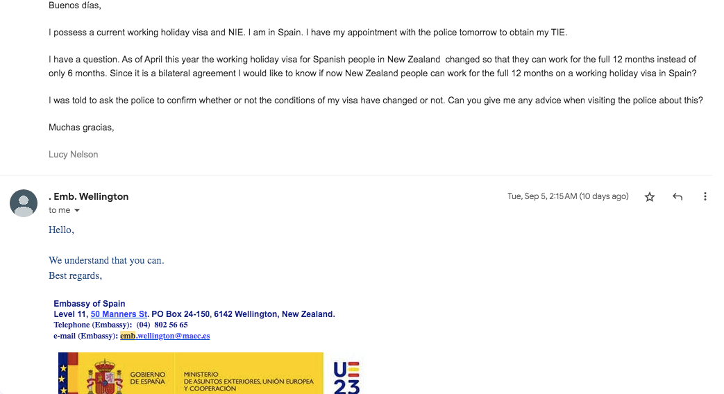 Spain Working Holiday Visa for New Zealand citizens